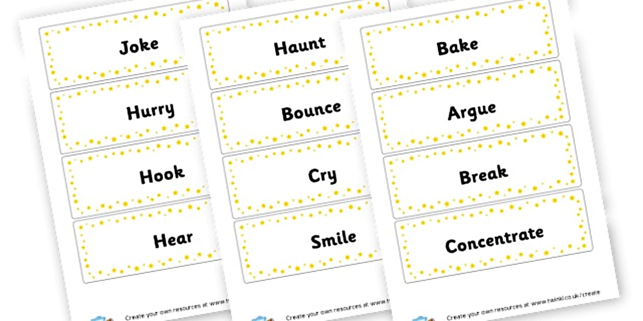 Verbs Flash Cards