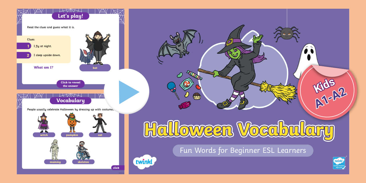 ESL Halloween Vocabulary Lesson [Kids, A1-A2] (teacher made)