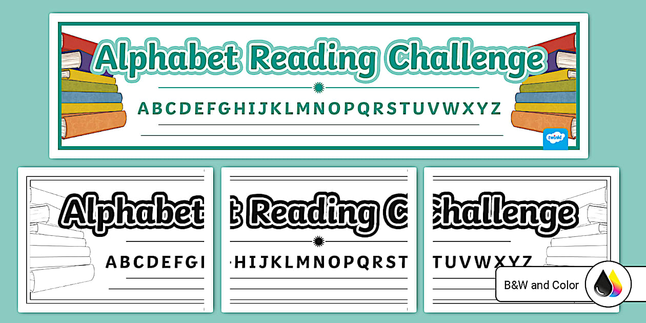 Alphabet Reading Challenge Banner for 6th-8th Grade - Twinkl