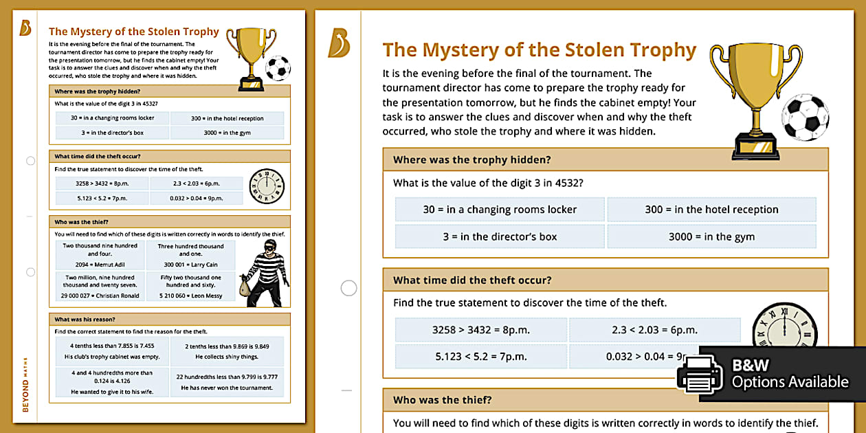 2024 Men's Euros: The Mystery of the Stolen Trophy Worksheet