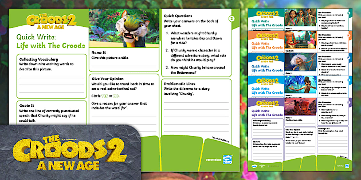 FREE! - The Croods 2: Prehistoric Times Quick Write Mat Pack [Ages 7-11]