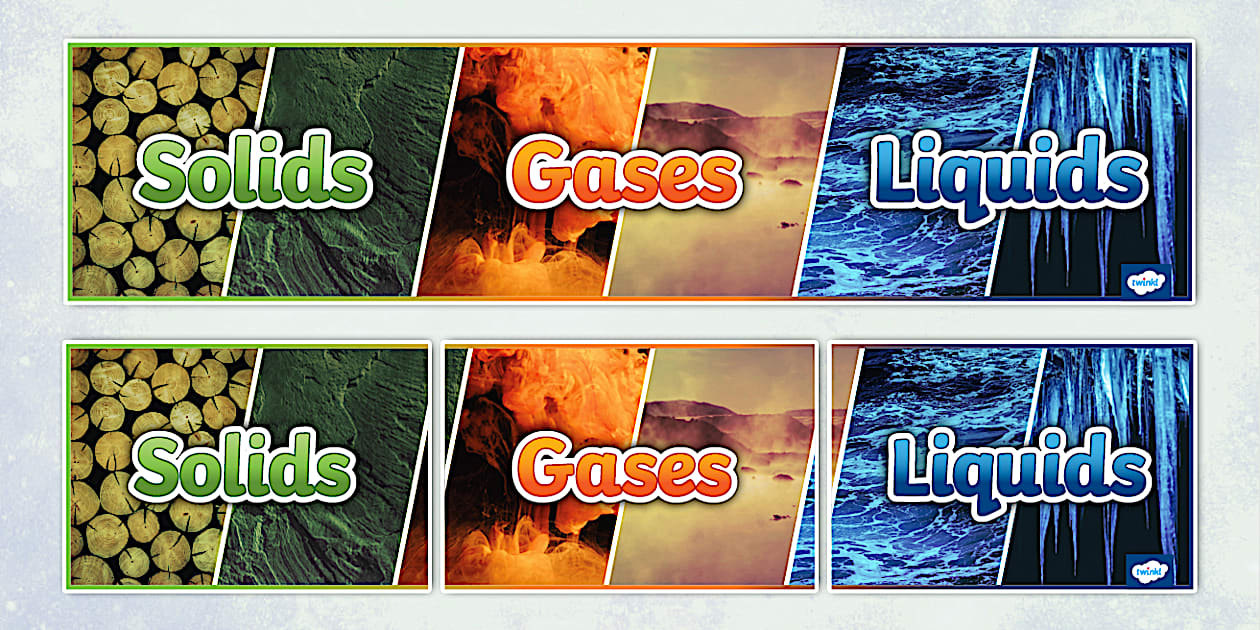 Solids, Liquids and Gases Photo Display Banner - Twinkl