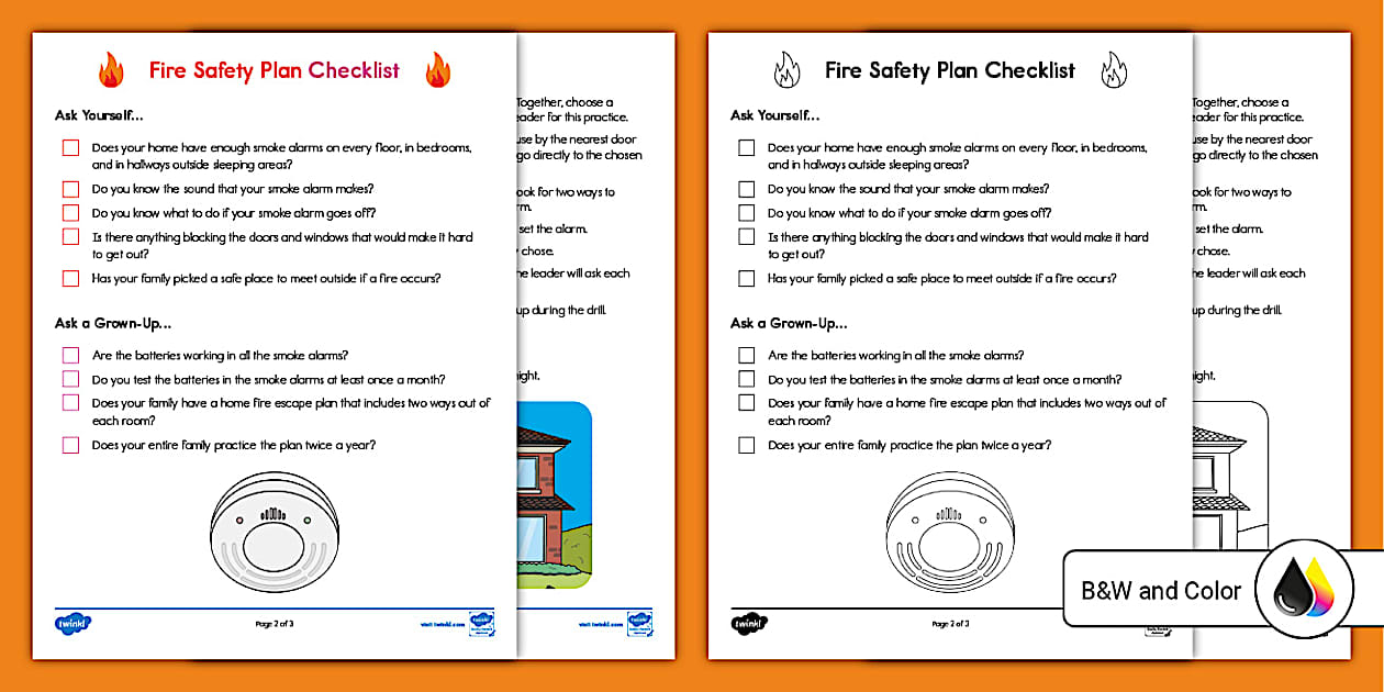 Fire Prevention Week Fire Safety Checklist Activity Worksheet