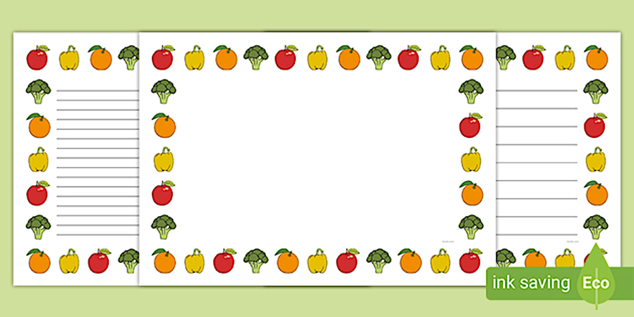 Healthy Eating Full Page Borders (Landscape) (teacher made)