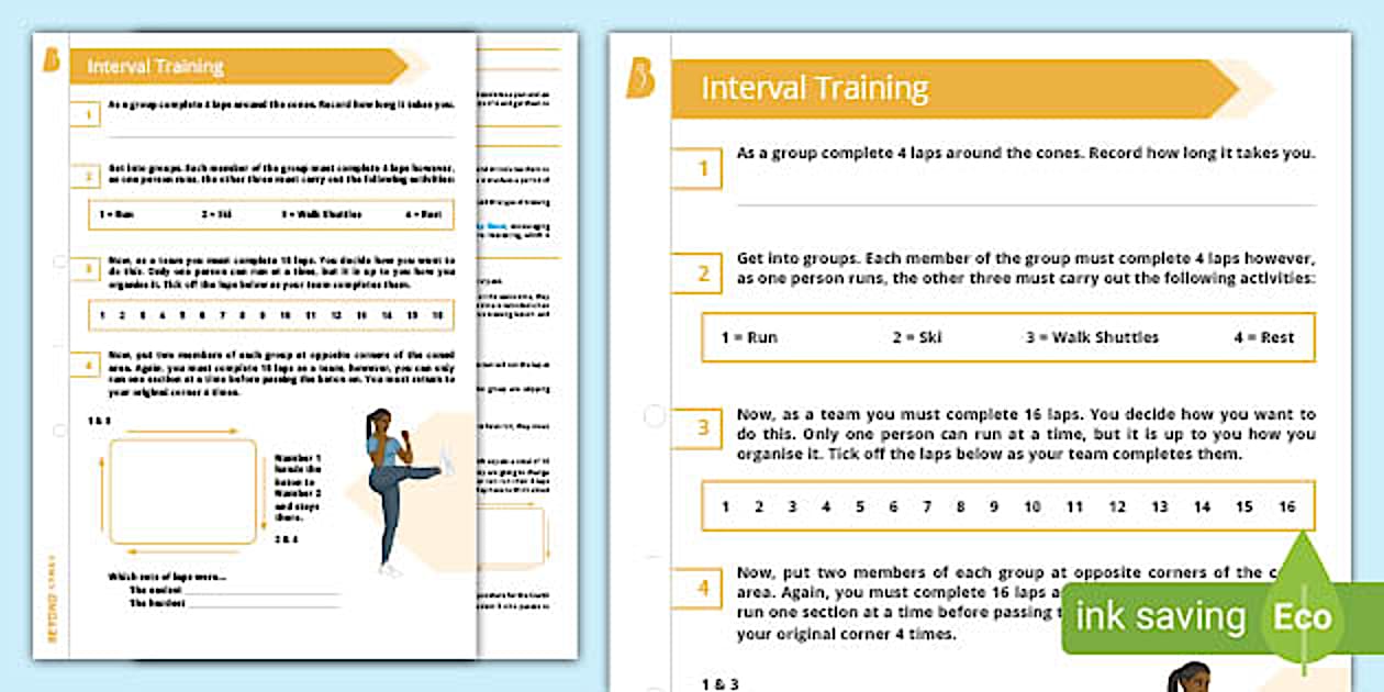 Health and Wellbeing: Lesson 6 Interval Training - Twinkl