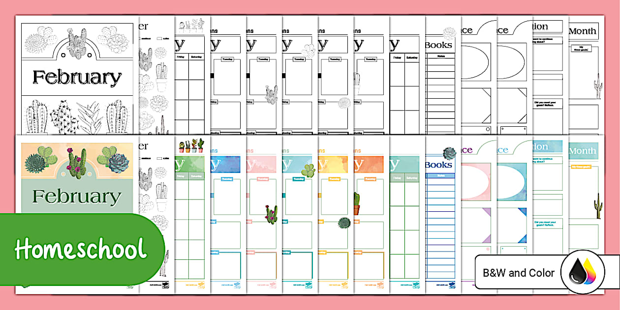 February Homeschool Planner Pages (Teacher-Made) - Twinkl