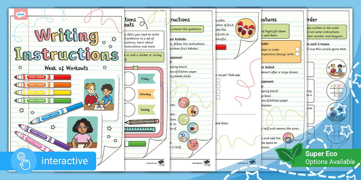 Writing Instructions Week of Workouts (Ages 5 - 7) - Twinkl