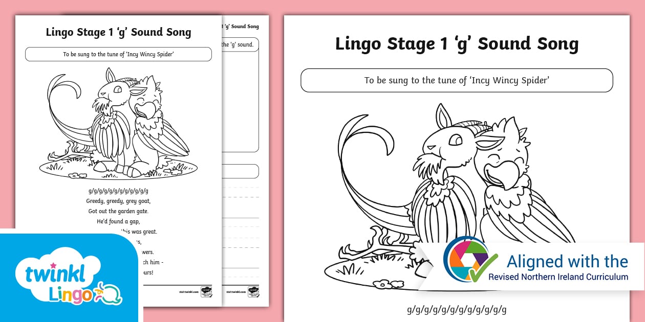 Lingo Stage 1 'g' Sound Song Activity Sheets (teacher made)