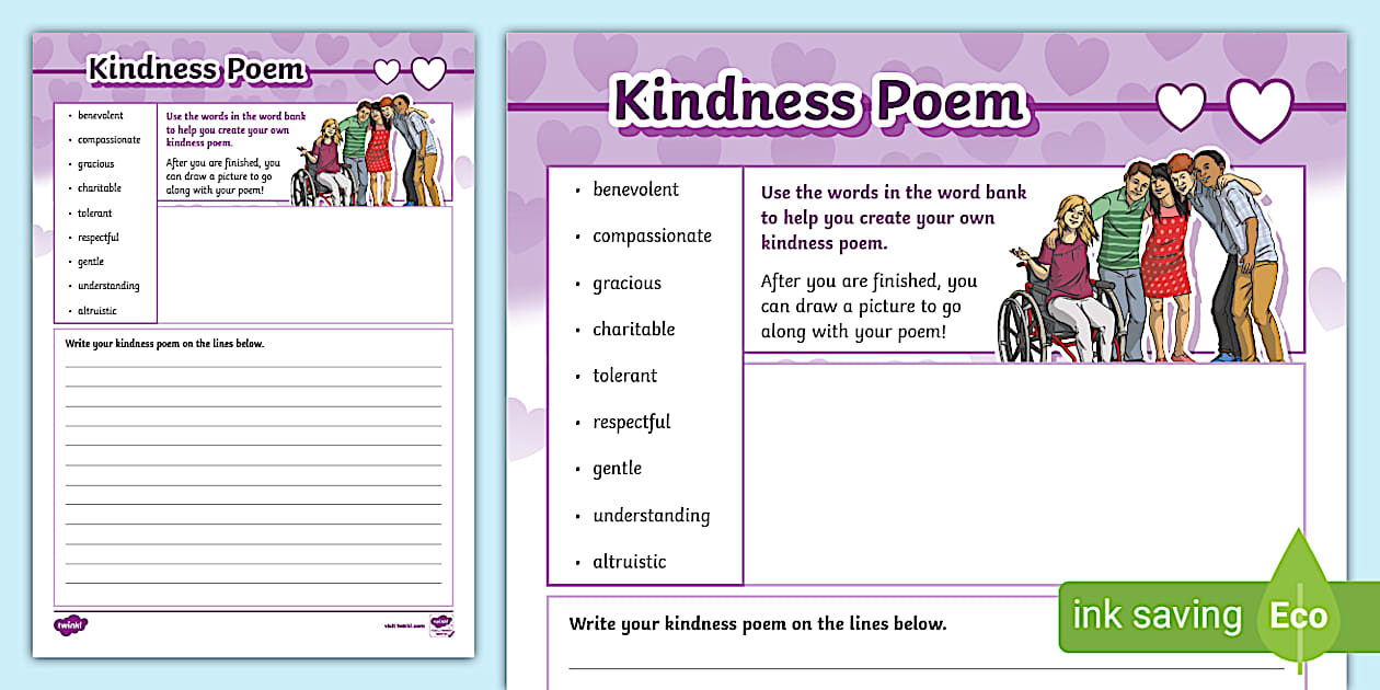 Kindness Poem Writing Template (teacher made) - Twinkl