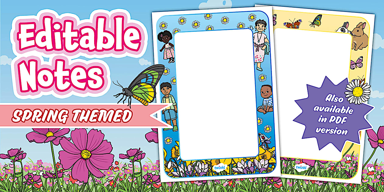 Spring Themed Editable Notes