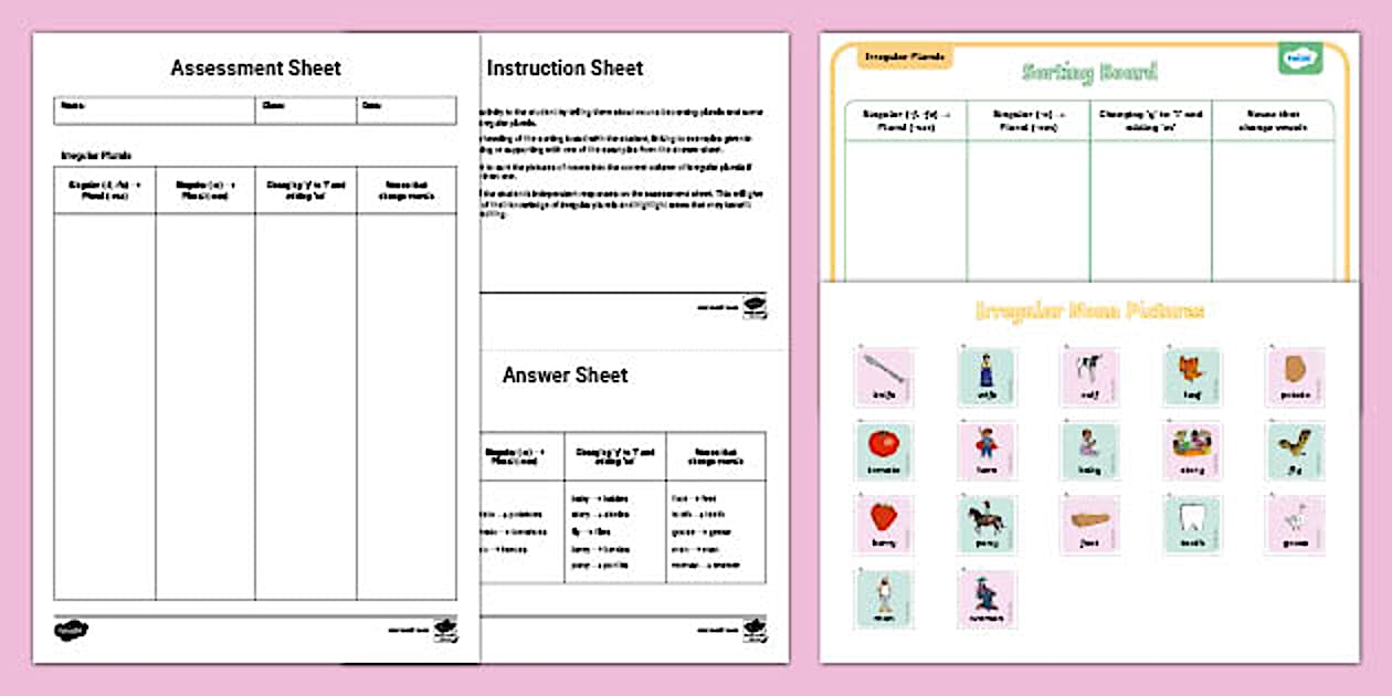 Irregular Plurals baseline pack (teacher made) - Twinkl