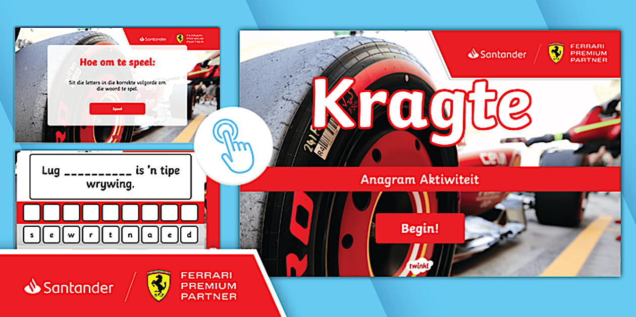 Scuderia Ferrari F1 - Interaktiewe Kragte Anagram Aktiwiteit