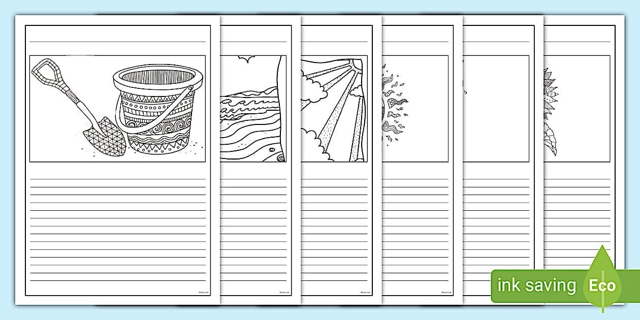 Summer Mindfulness Writing Frames Pack - Twinkl - KS1