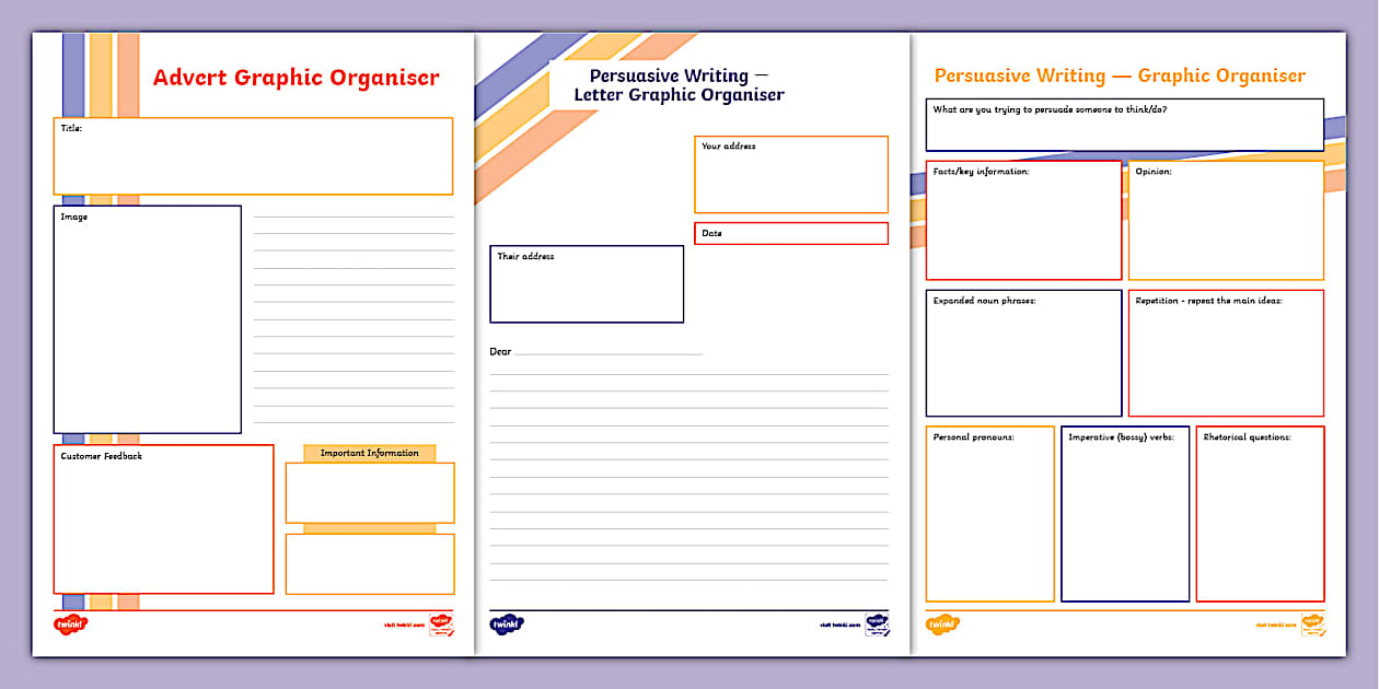 Persuasive Writing - Graphic Organiser Pack for Learners New to English ...