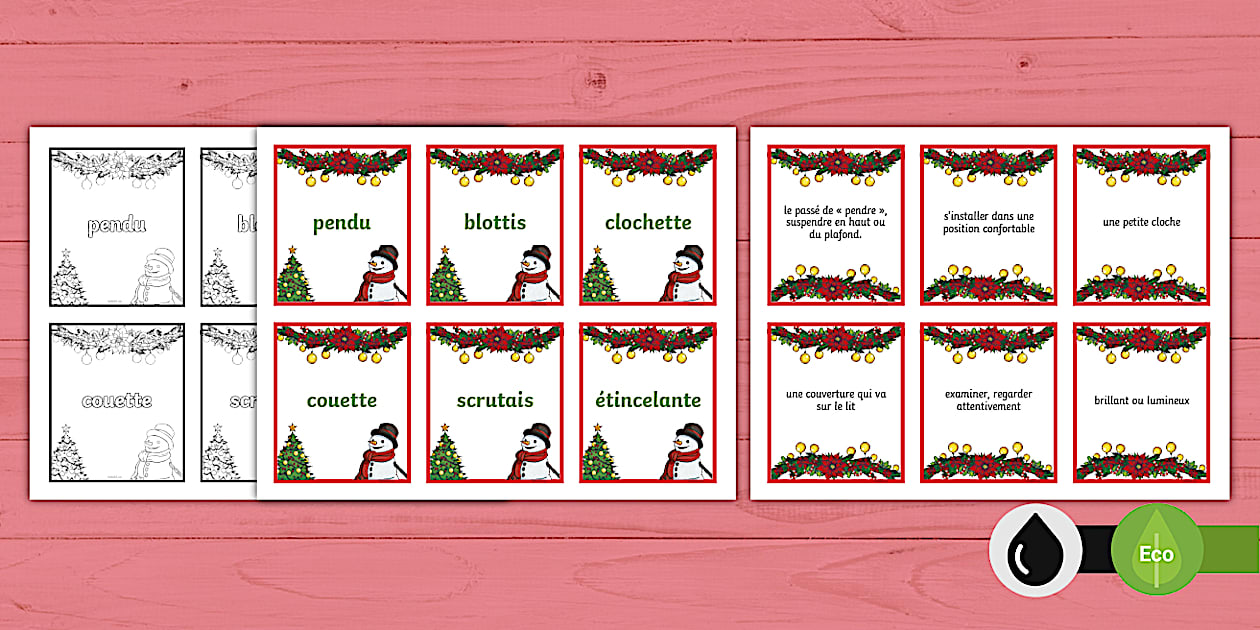 'Twas the Night Before Christmas Vocabulary Matching Cards French
