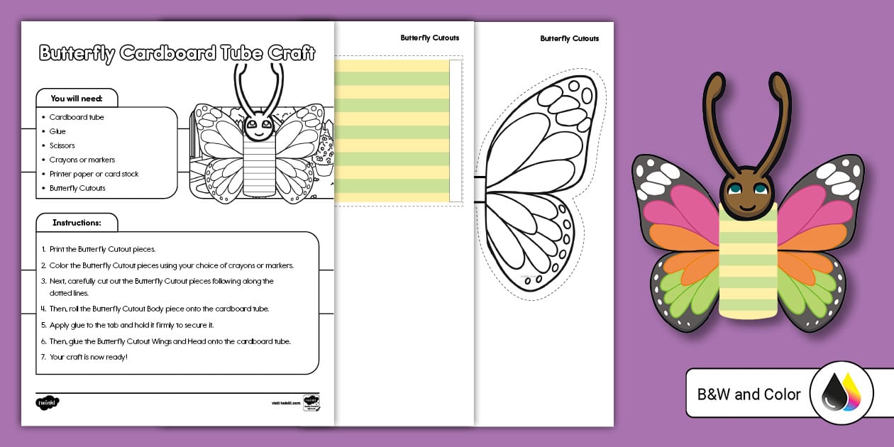 Butterfly Cardboard Tube Craft (teacher made) - Twinkl