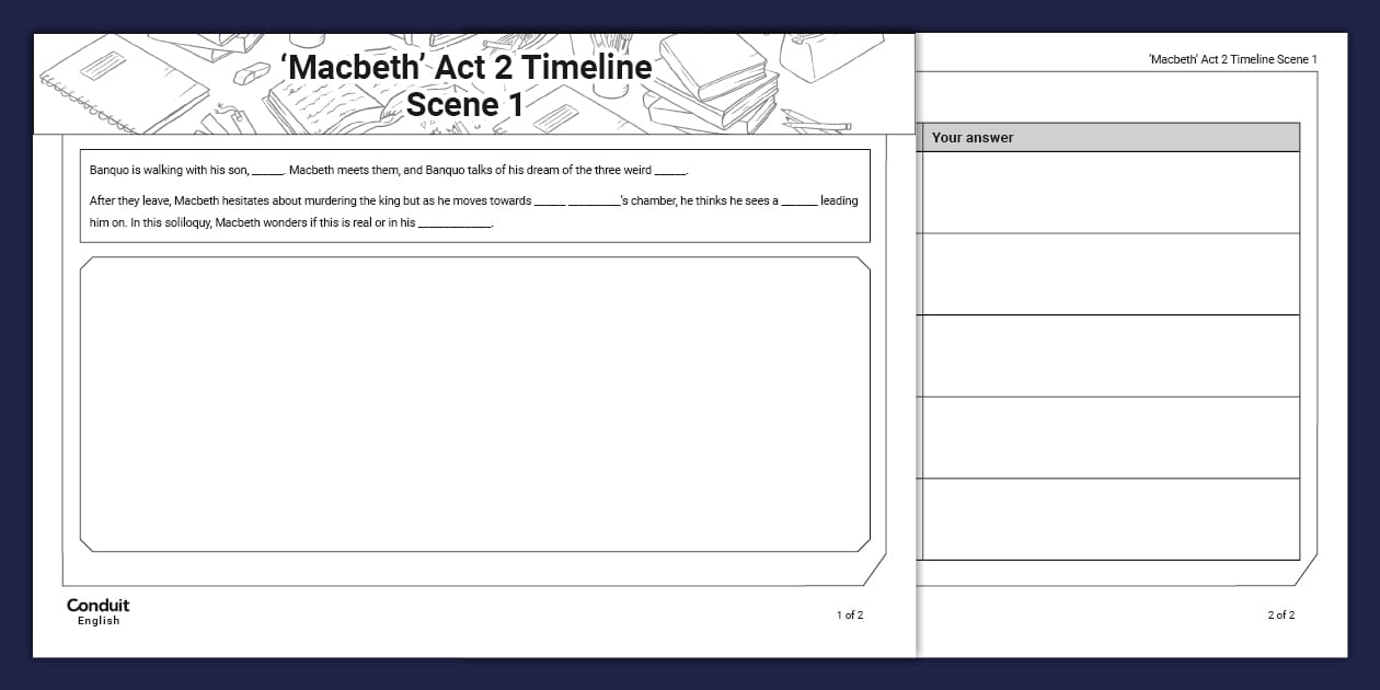 Macbeth Act 2 Scene 1 Timeline Activity Sheet - Twinkl