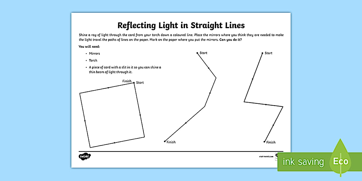 Y6 Light: Reflecting Light in Straight Lines Worksheet