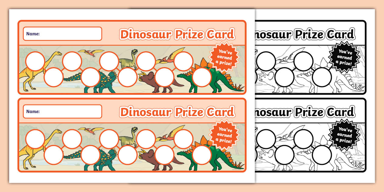 Dinosaur Prize Reward Cards - Twinkl Rewards