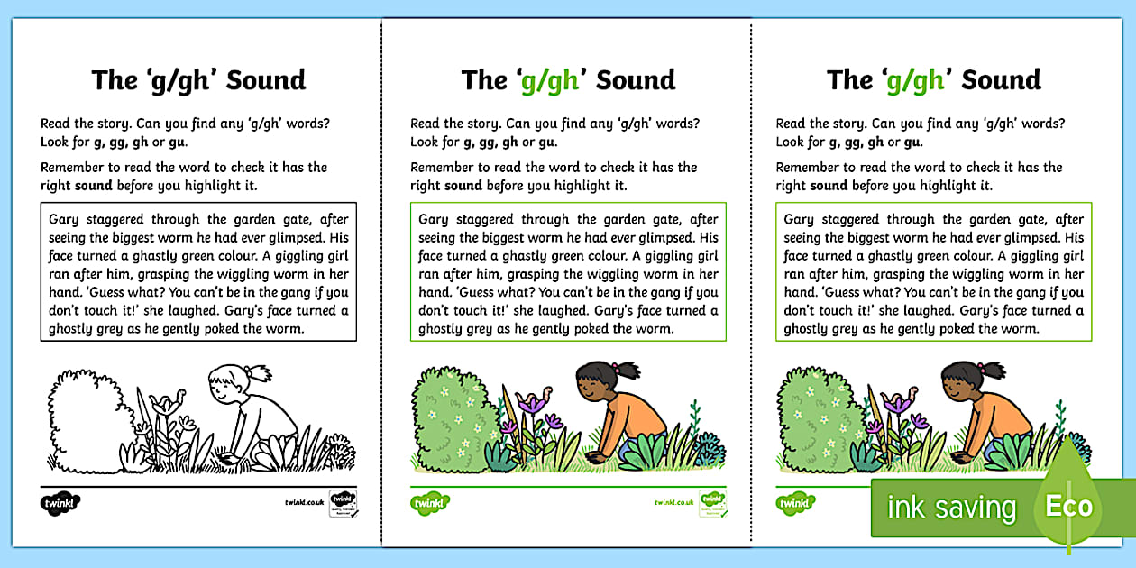 Northern Ireland Linguistic Phonics Stage 5 and 6 Phase 3b, 'g, gh' Sound