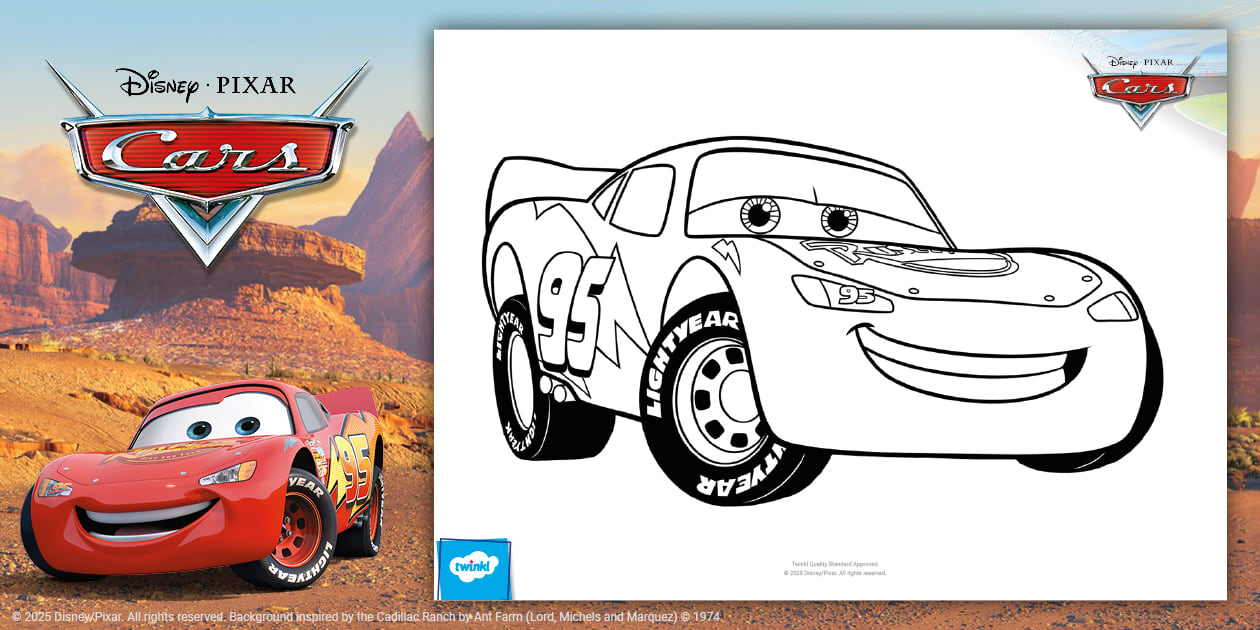 Cars: Lightning McQueen Colouring Page (teacher made)