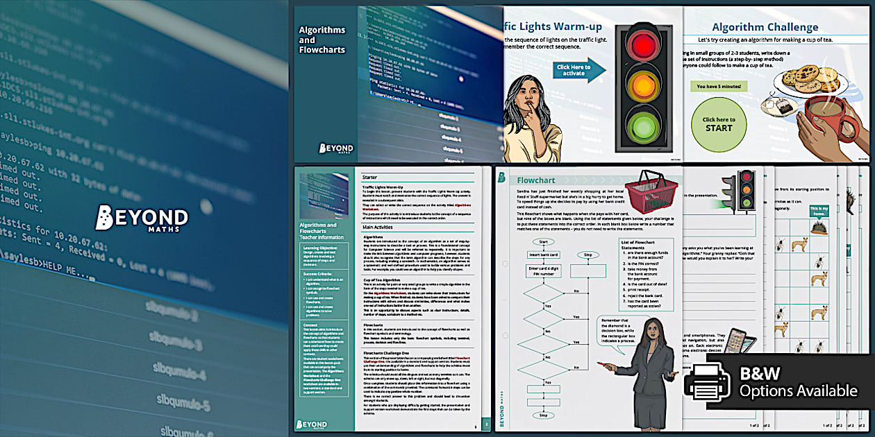 Algorithms and Flowcharts Lesson Pack (teacher made)