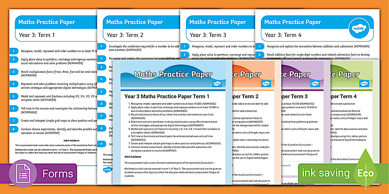 Year 3 Maths Practice Papers Pack (teacher made) - Twinkl
