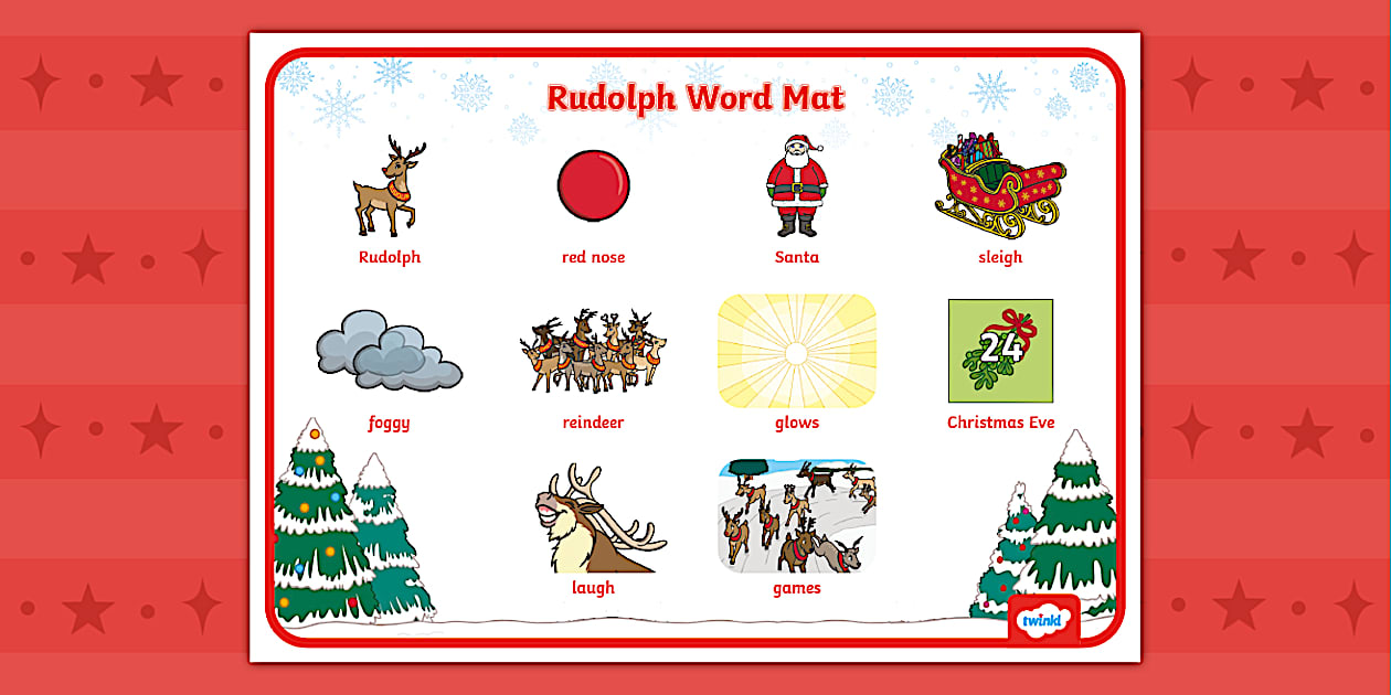 Rudolph the Reindeer Word | Words to Rudolph | Twinkl Kindergarten
