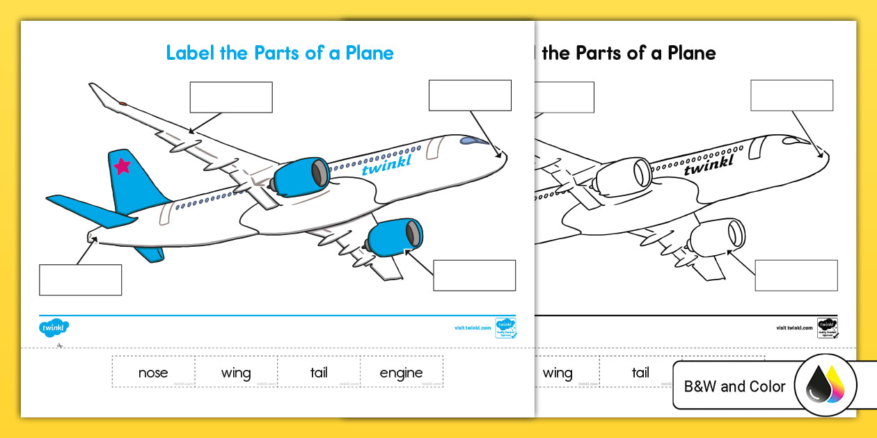 Early Childhood Label the Parts of a Plane Worksheet