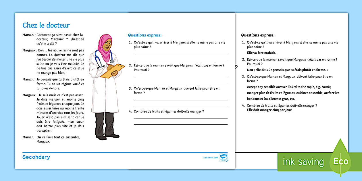 Healthy Living: At the Doctor's Quick Finishers Differentiated Reading