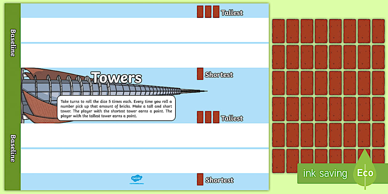 TAS Towers Length Board Game (teacher made) - Twinkl