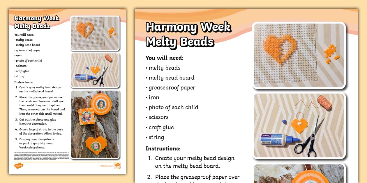 Harmony Week Melty Bead Decorations (professor feito)