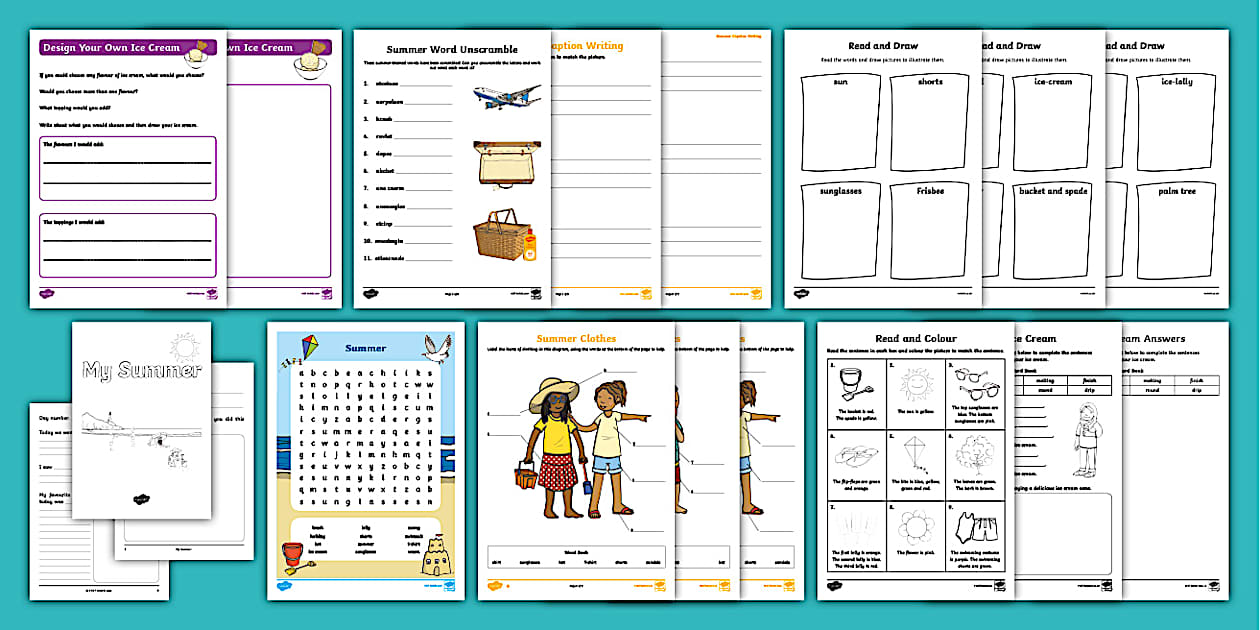 Summer Worksheet Pack - ESL Beginners (teacher made)