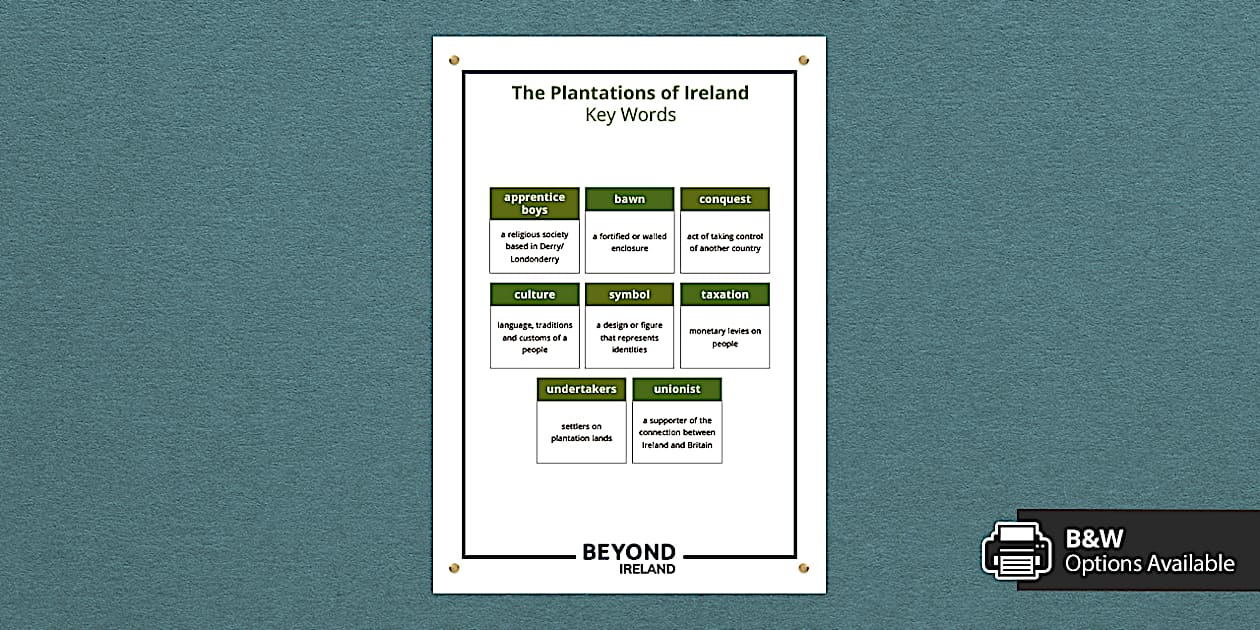 The Plantations of Ireland Key Words Display Posters