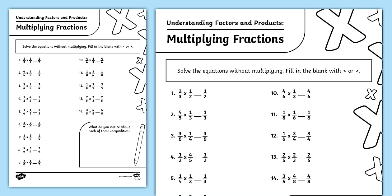 Understanding Factors And Products Multiplying Fractions By Fractions