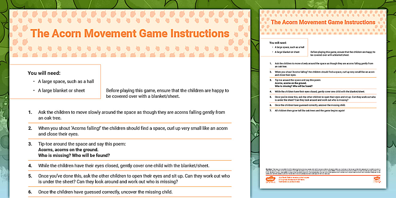 The Acorn Movement Game Instructions (teacher made) - Twinkl