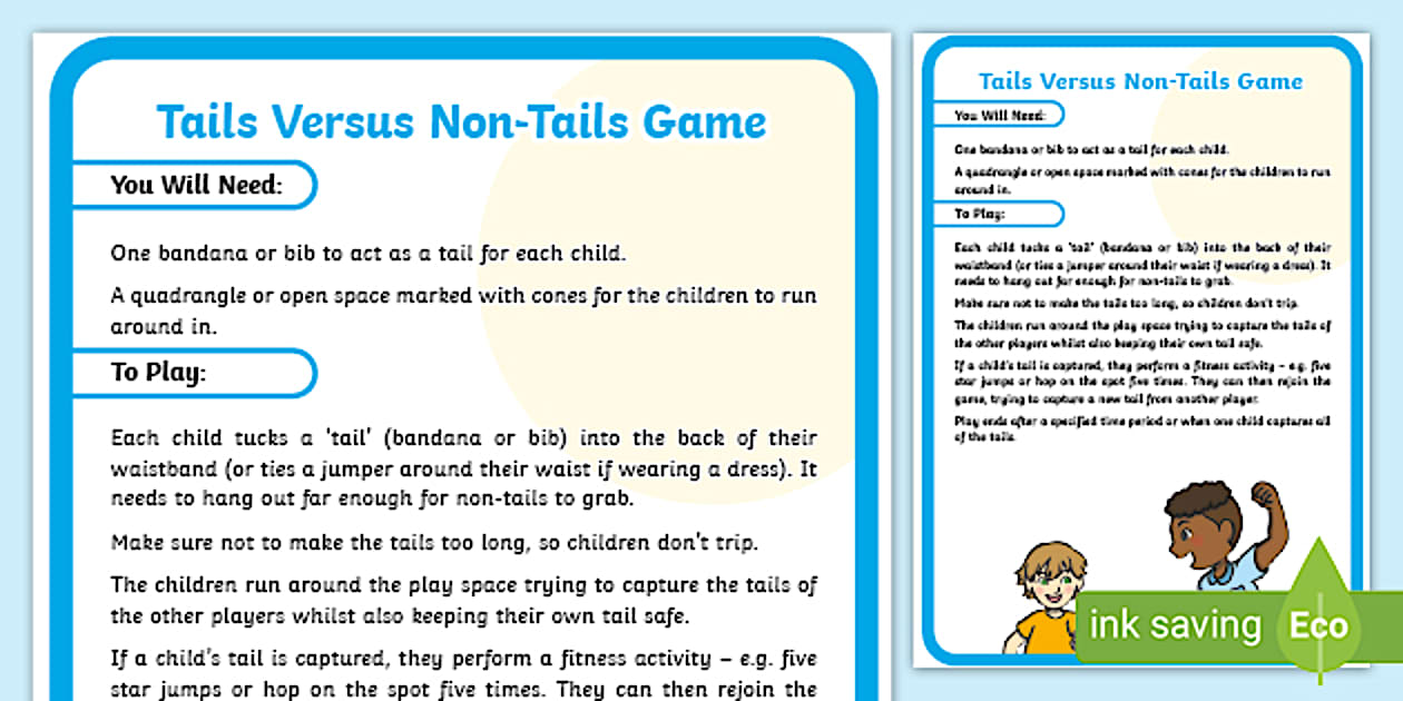 Tails Versus Non-Tails Game (teacher made) - Twinkl