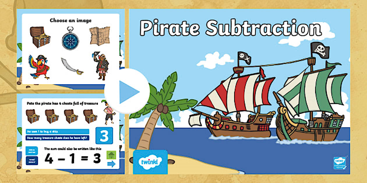 Pirate Themed Subtraction PowerPoint (teacher made) - Twinkl