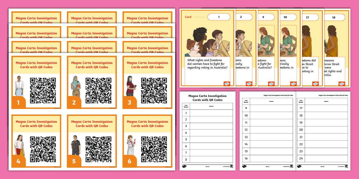 Magna Carta Investigation Cards with QR Codes (teacher made)
