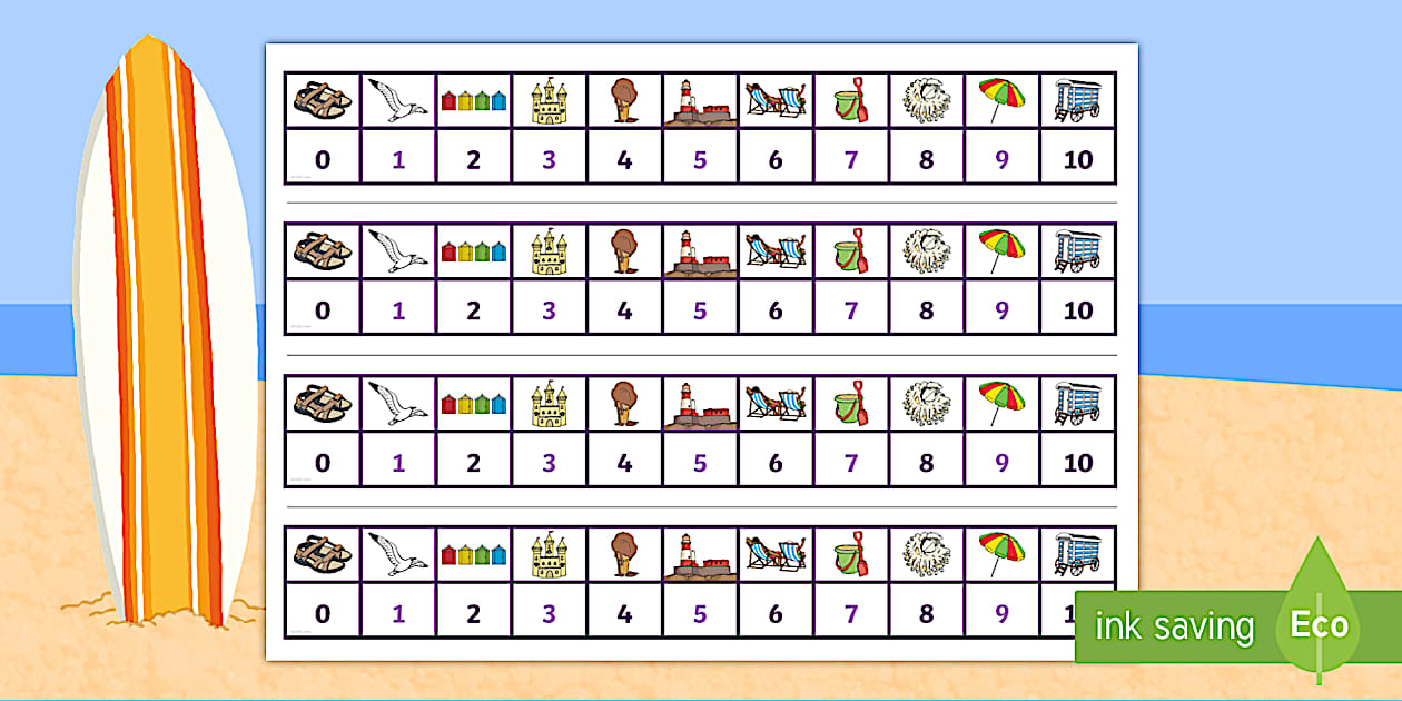Seaside Number Track (1-10) (teacher made) - Twinkl