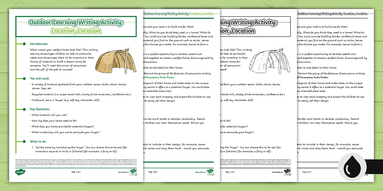 Intermediate Outdoor Learning Writing Activity - Twinkl