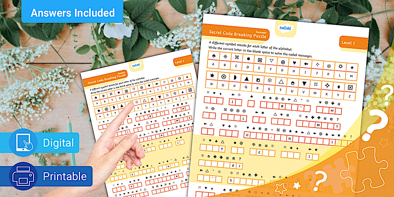 Summer Secret Code Breaking Puzzle - L1 - Twinkl Puzzled