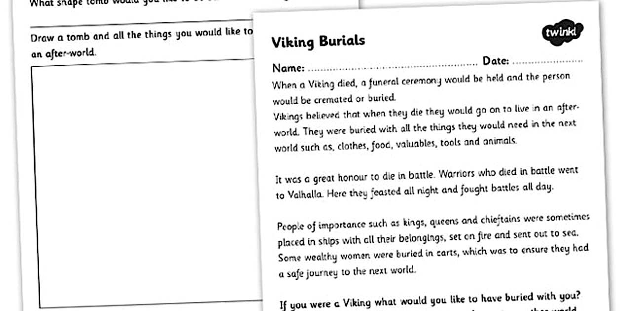 Viking Burial Worksheet (teacher made) - Twinkl