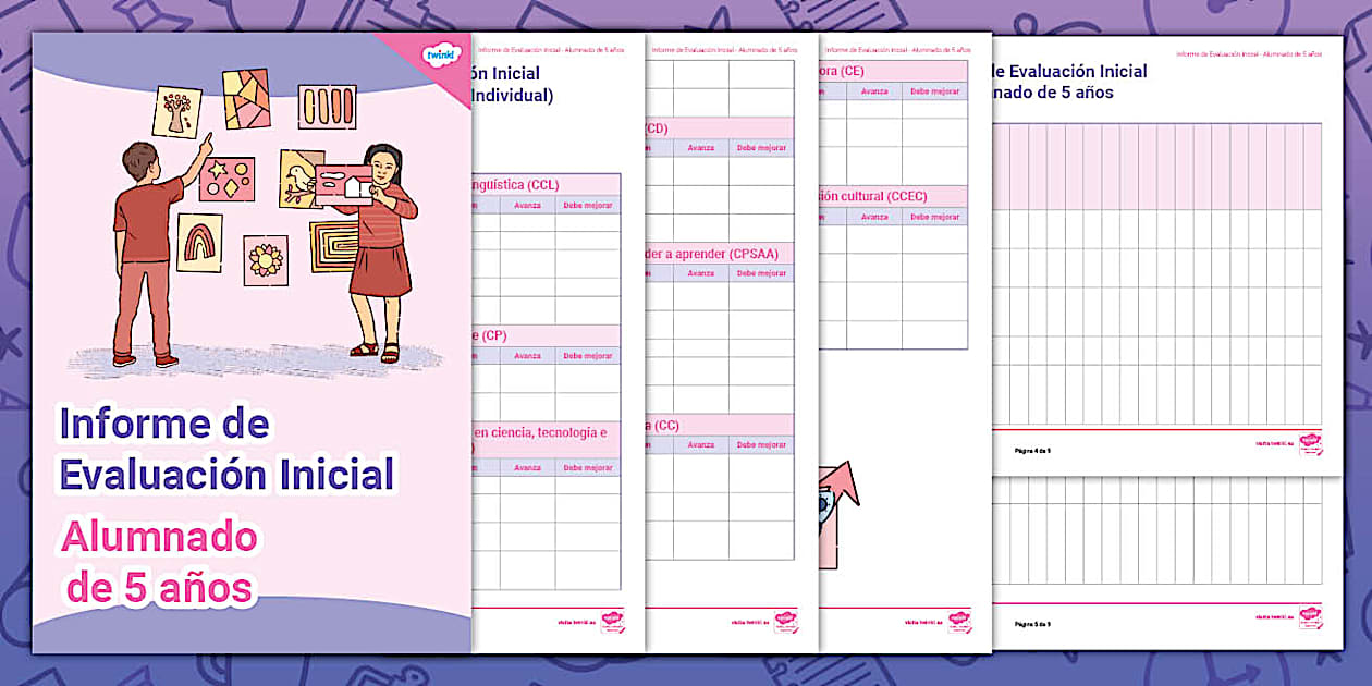 Evaluación Inicial - 5 años en PDF (Educación Infantil)