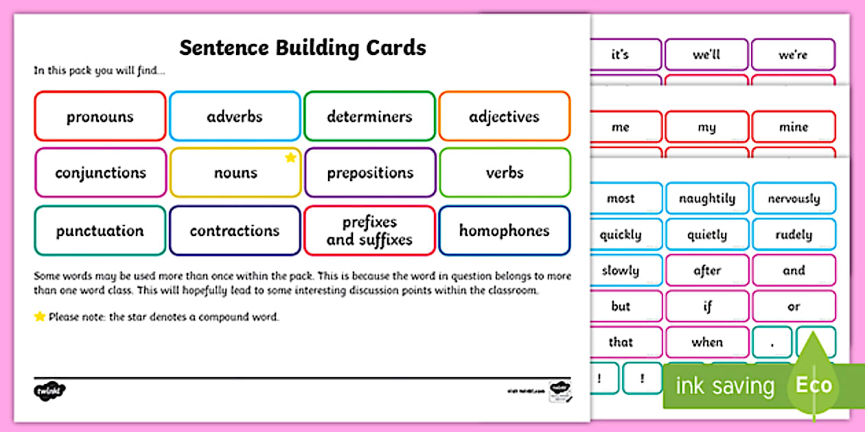 KS1 Sentence Building Blocks Word Cards (Teacher-Made)