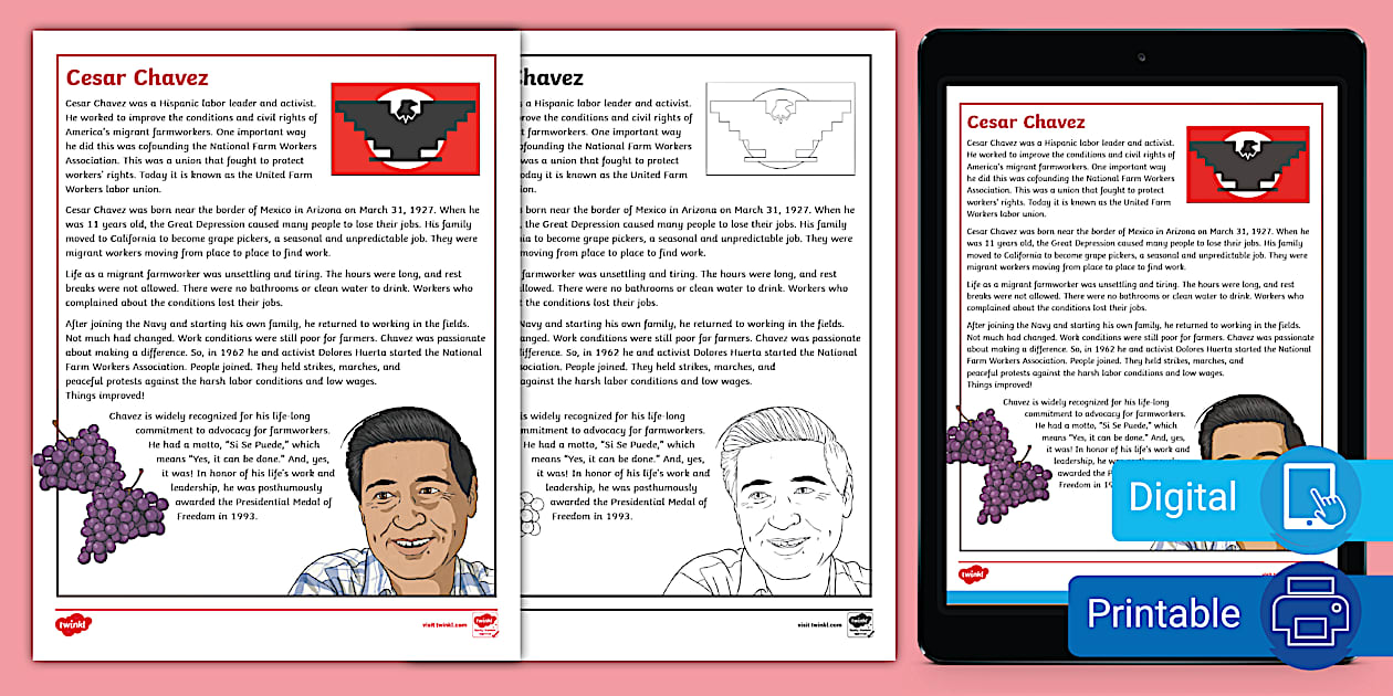 Sixth Grade Historical Hispanic Figures: Cesar Chavez