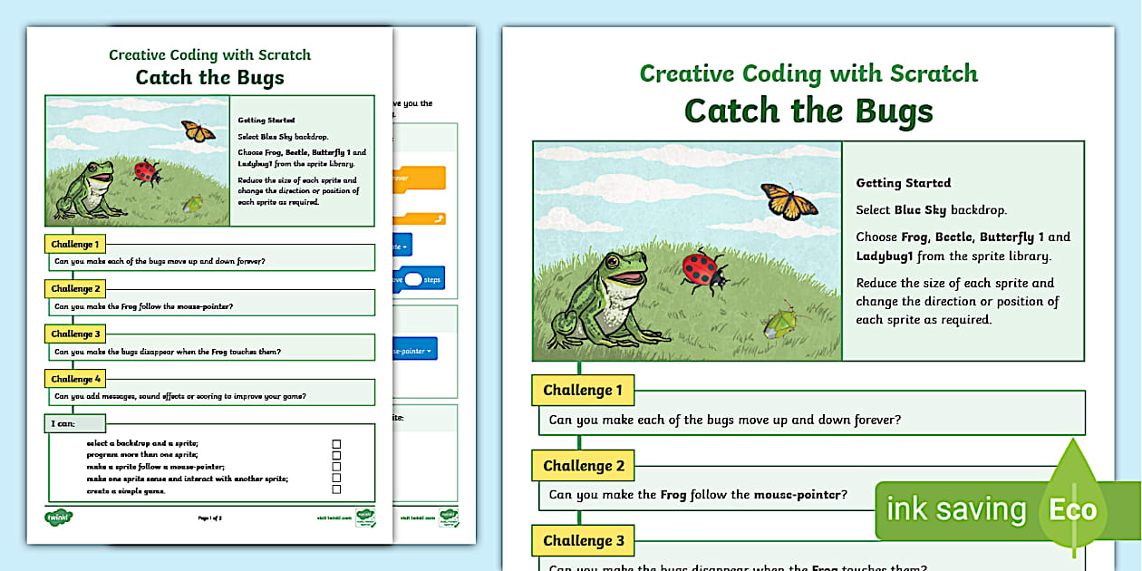 Catch the Bugs Scratch Worksheet (teacher made) - Twinkl