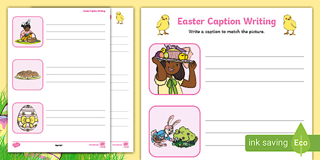 Easter Caption Writing Activity (teacher made) - Twinkl