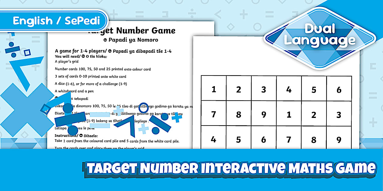 Target Number Interactive Maths Game Sepedi/English