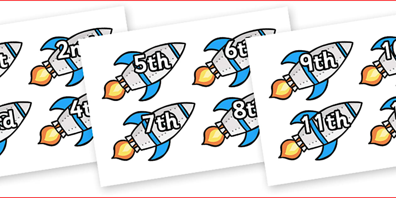 Ordinal Numbers (dates) on Rockets - Twinkl